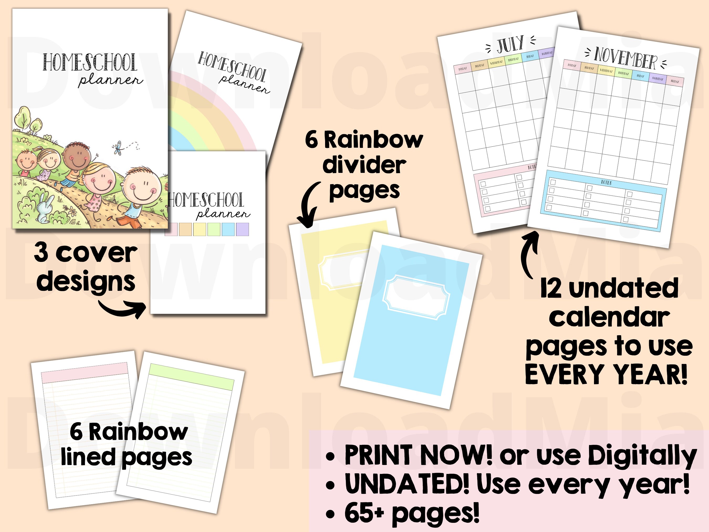 Homeschool Planner Printable Editable Undated Version for USA UK ...