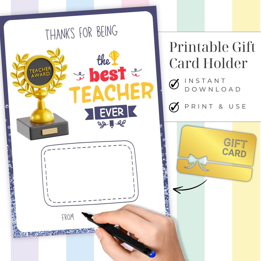 Printable Gift Card Holder Best Teacher Appreciation Week Thank You ...