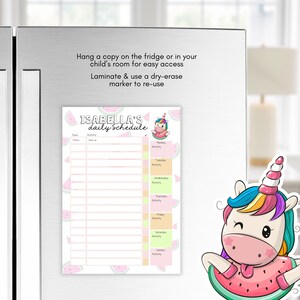 Kids Daily Schedule Responsibilities Chore Chart Timetable Customised ...