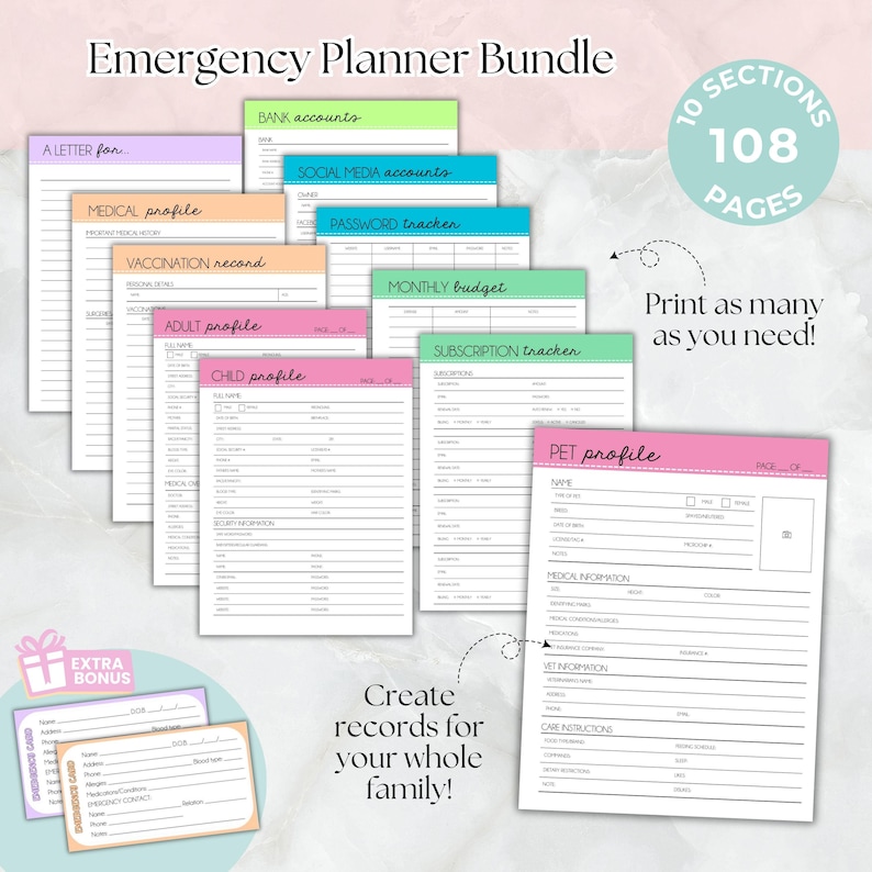 Emergency Plan Binder, Just in Case Printable Emergency Planner ...