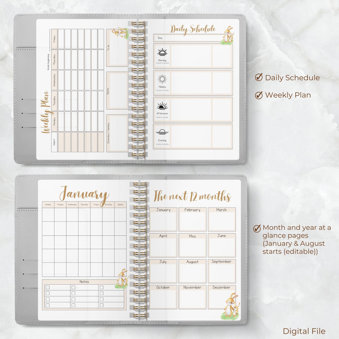 Homeschool Planner 2024 2025 Editable Printable Lesson Plan Record for ...