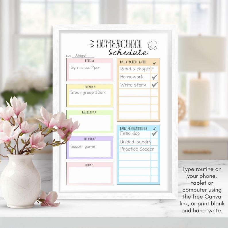 Weekly Plan Rainbow Homeschool Kids Printable Editable Schedule to Do ...