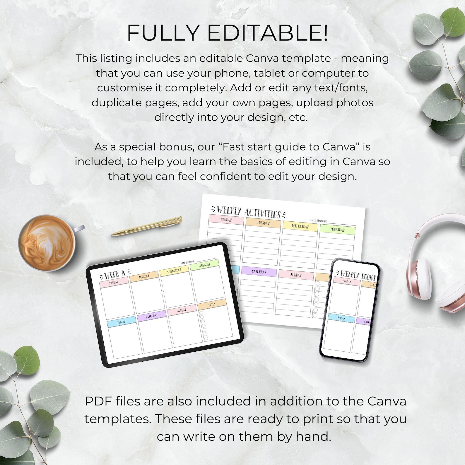 Editable Weekly Planner Mega Bundle Rainbow Printable Schedule. Kids ...