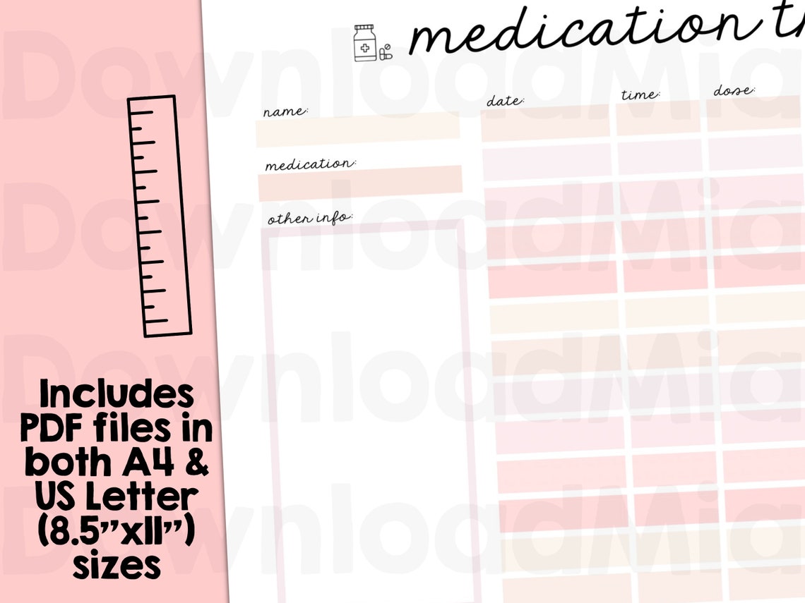 Medication Tracker Chart Record Create a Medicine Schedule. Annotate ...