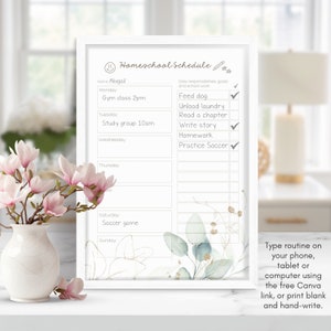 Kids Daily Homeschool Schedule Responsibility Chart, School Routine ...