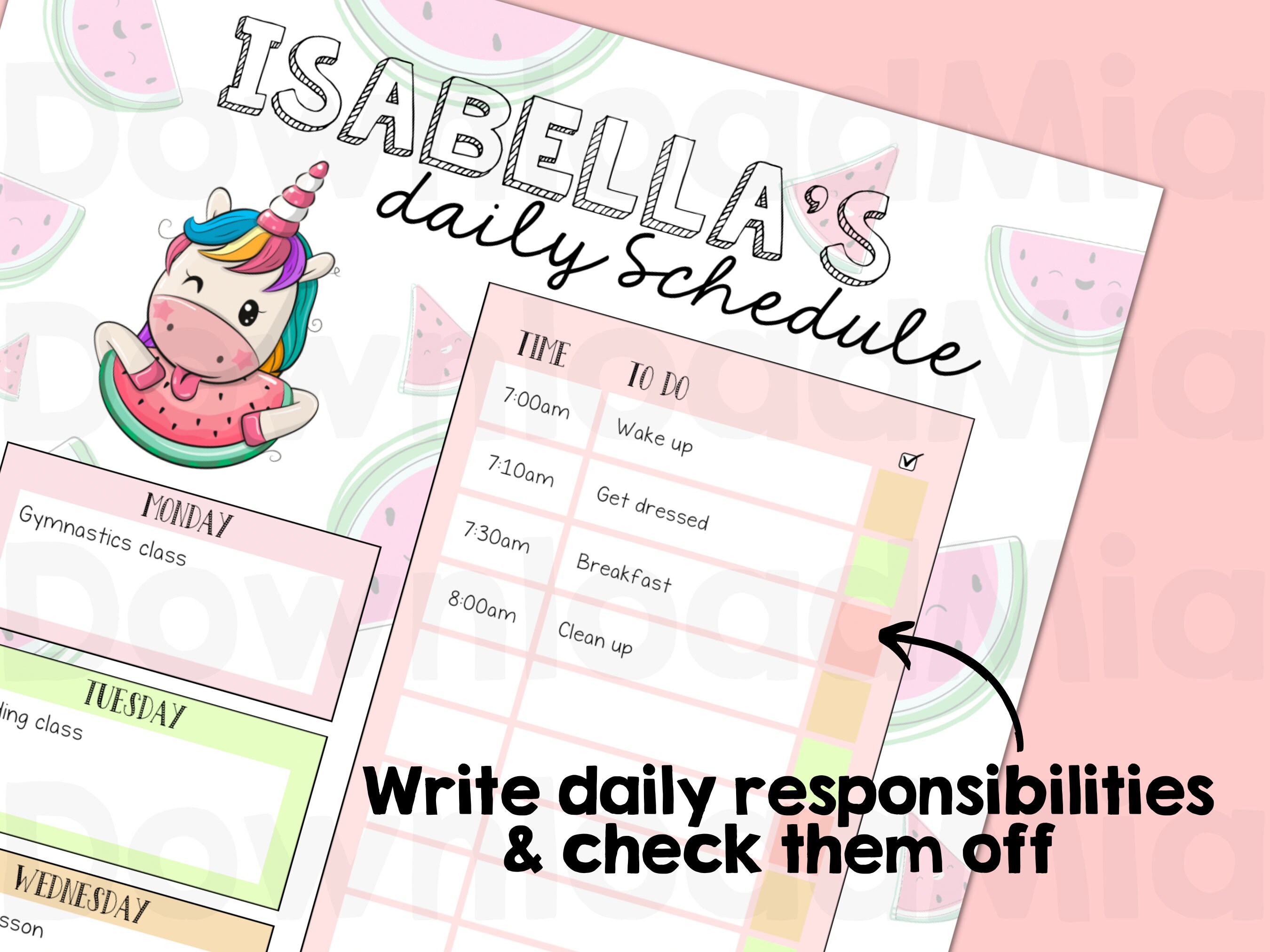 Chore Chart Kids Daily Schedule of Responsibilities Timetable ...