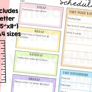 Kids Daily Homeschool Schedule Responsibility Chart, School Routine ...