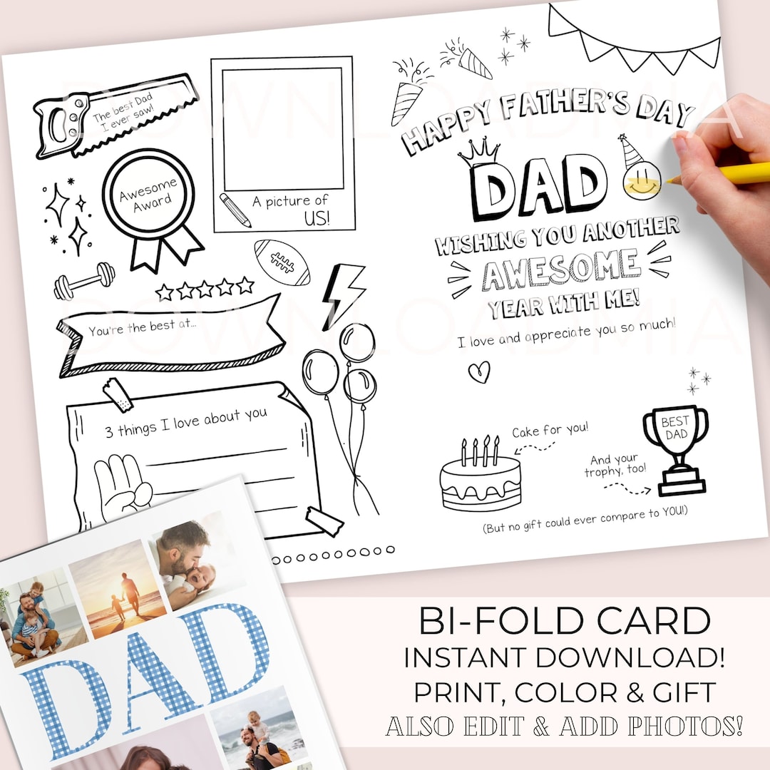 Fathers Day Gift Card for Dad Craft for Kids Card From Toddler Color in ...