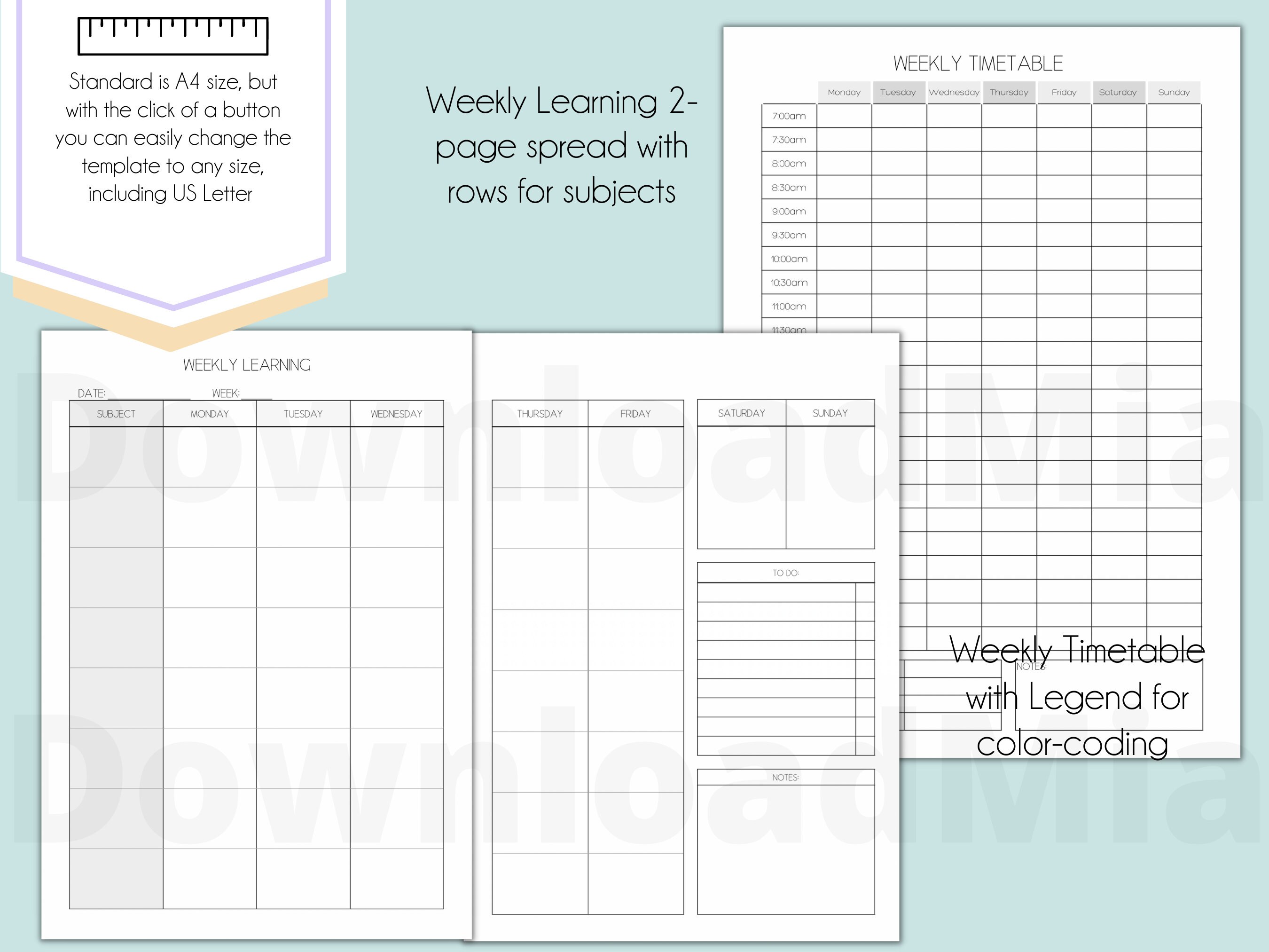 Homeschool Planner Simple Editable Canva Template Printable - Etsy