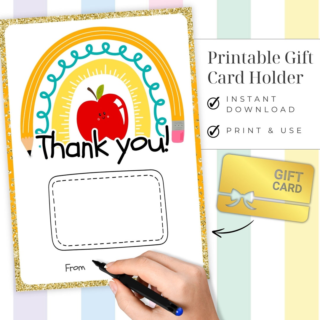 Thank You Gift Printable Card Holder Teacher Appreciation Week Present ...