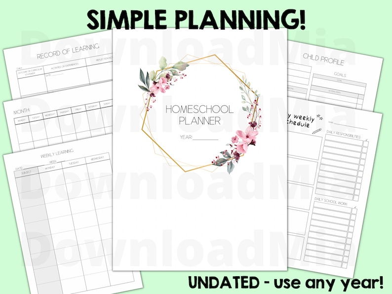 Simple Homeschool Planner Printable Portfolio Minimal Undated - Etsy