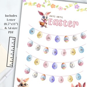 Easter Countdown, Days Until Easter, Easter Advent Calendar, Printable ...