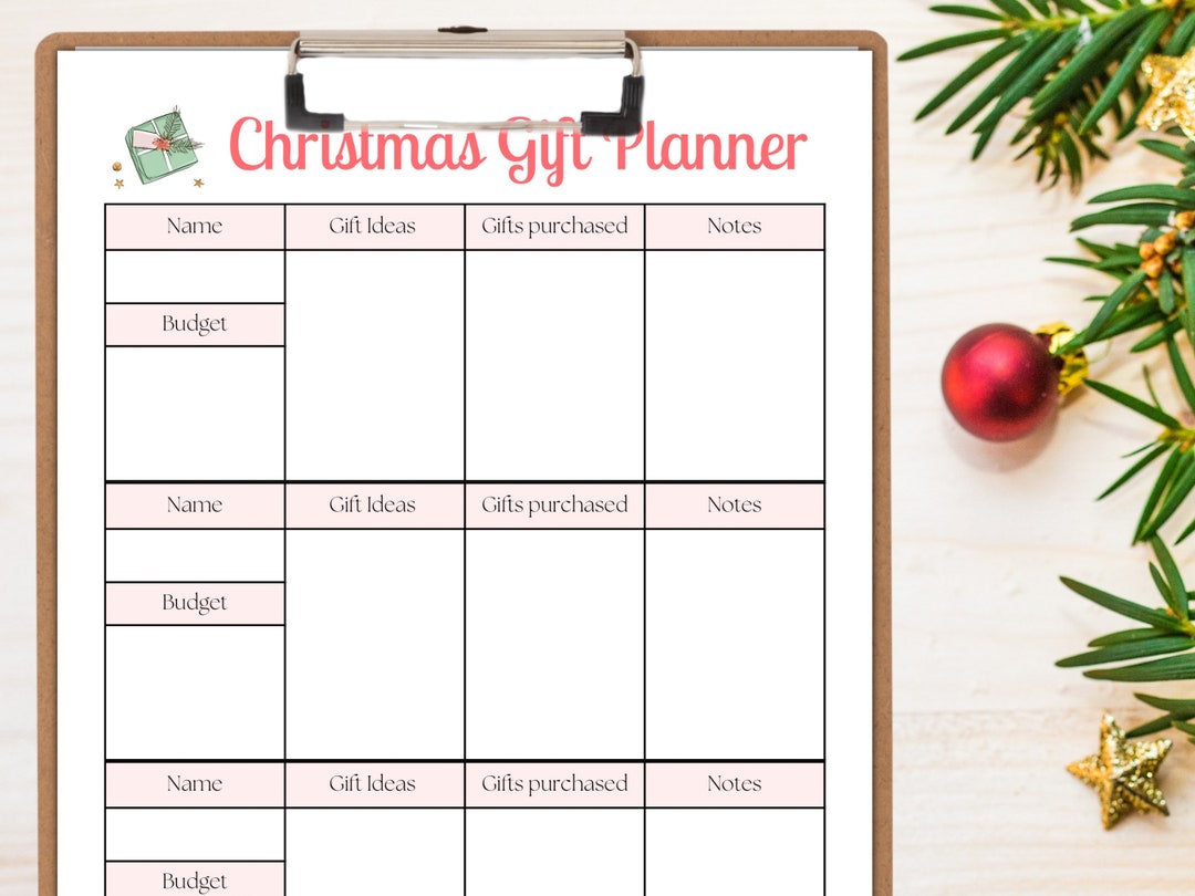 Christmas Gift Planner | Gift List | Holiday Planner | Holiday Budget ...
