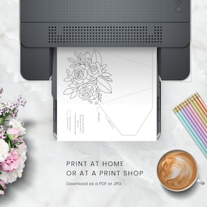 Card for Teacher, Printable Coloring Flower Bouquet Gift, Teacher ...