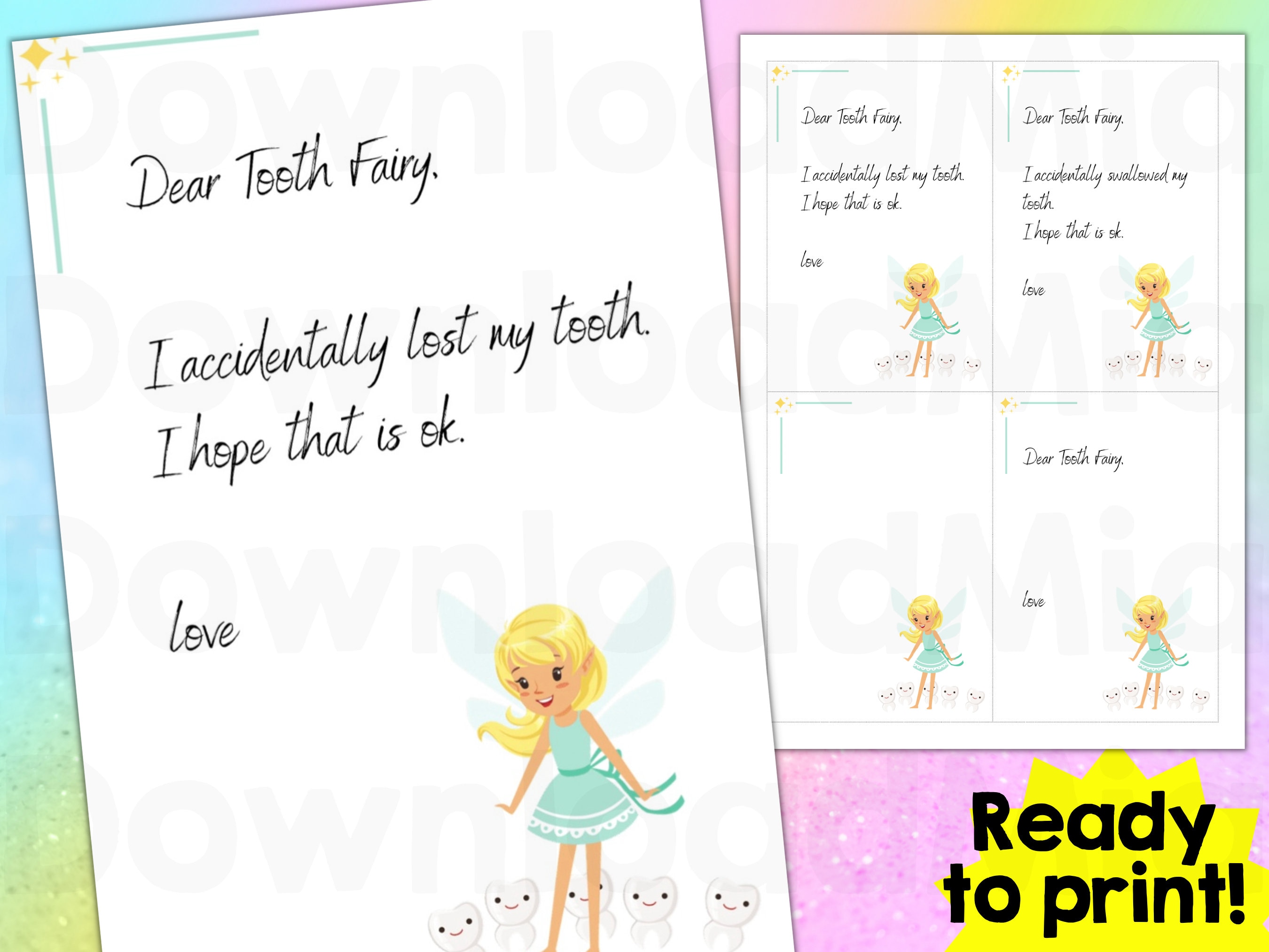 Tooth Fairy Letter. Lost or Swallowed Teeth. to or From Tooth Fairy ...