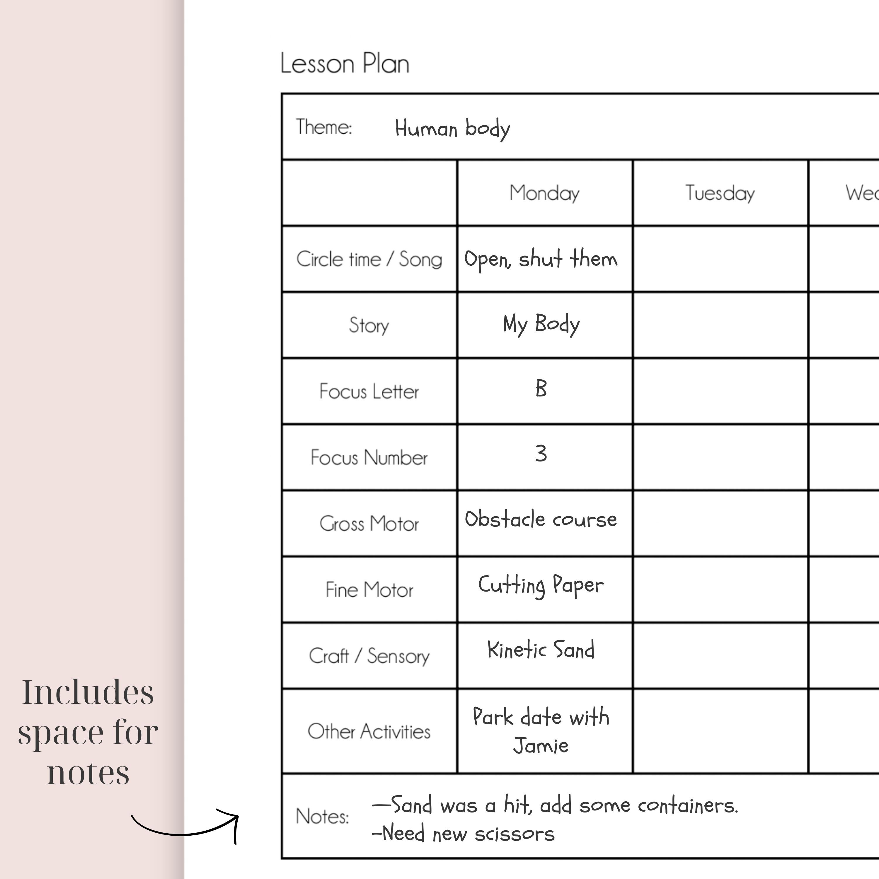 Simple Lesson Plan, Homeschool Planner, Teacher Lesson Planner, One ...