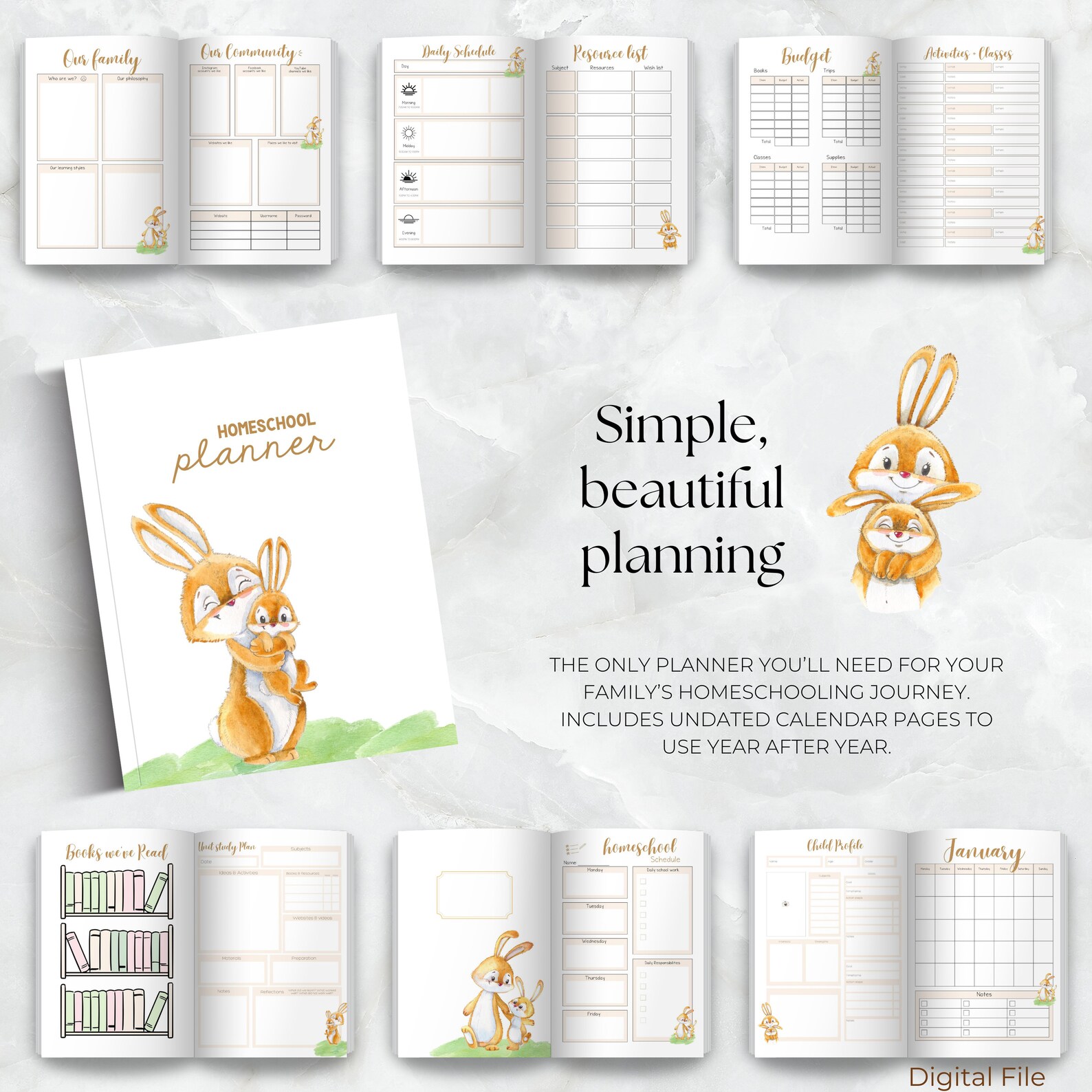 Homeschool Planner 2024 2025 Editable Printable Lesson Plan Record for ...