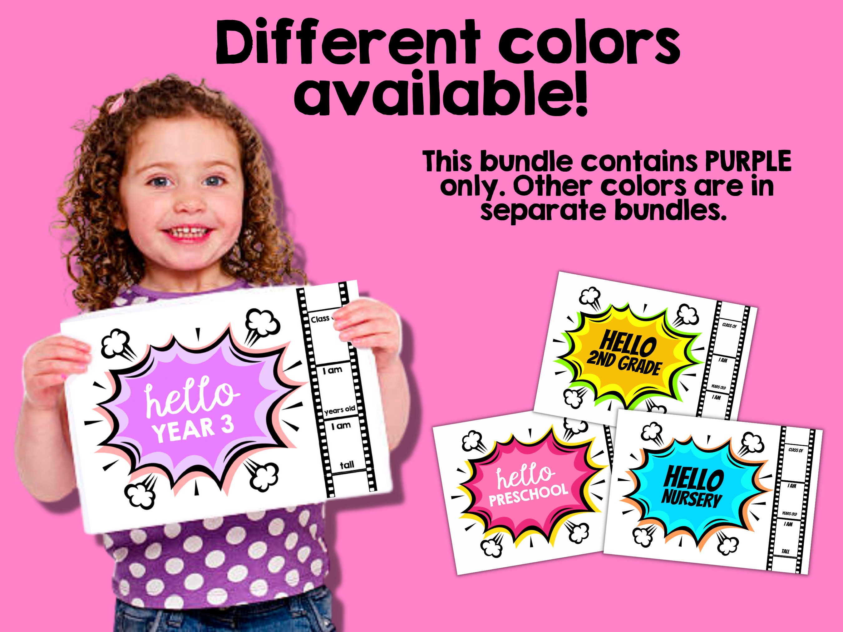 First Day of School Printable Sign Photo Prop Girls Boys. Bundle of All ...