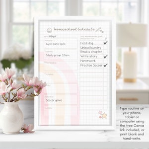 Kids Daily Homeschool Schedule Responsibility Chart, School Routine ...
