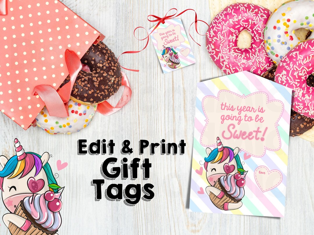 Gift Tags for Teacher, Printable, Editable, Customisable, Unicorn ...
