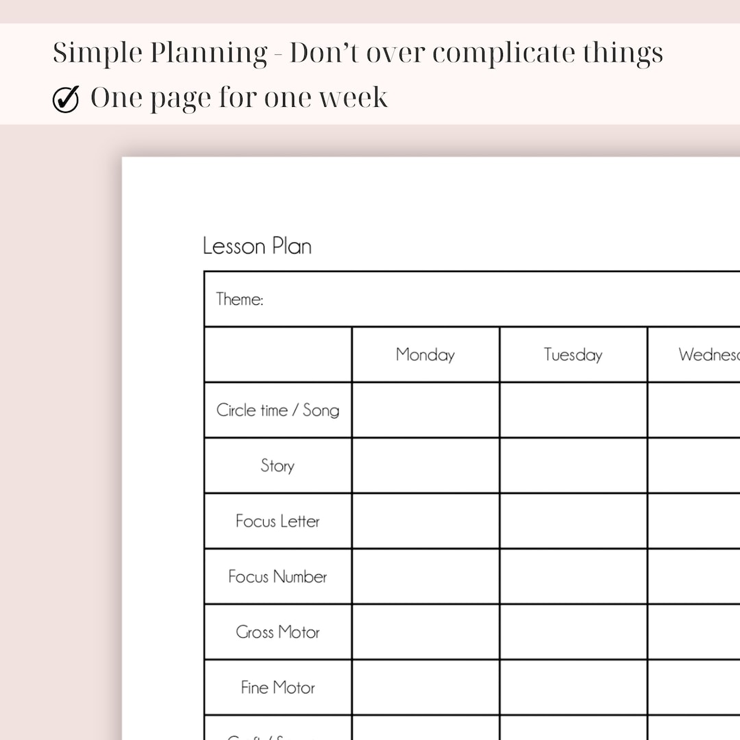 Simple Lesson Plan, Homeschool Planner, Teacher Lesson Planner, One ...
