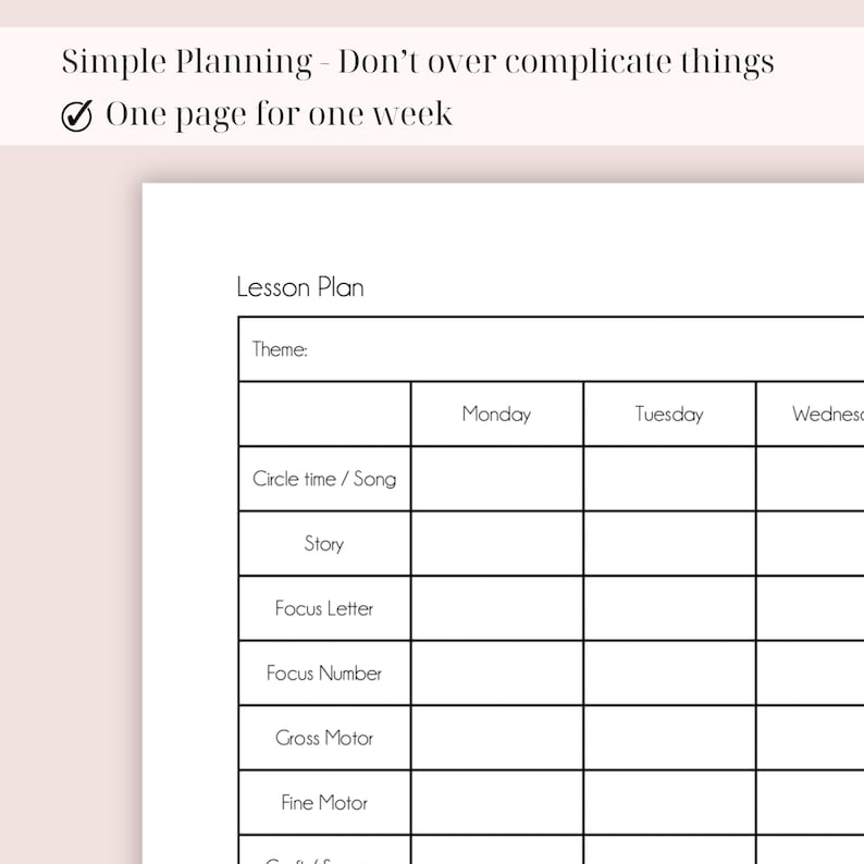 Simple Lesson Plan, Homeschool Planner, Teacher Lesson Planner, One ...