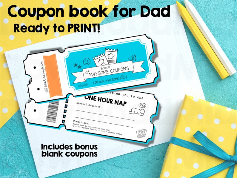 Father’s Day Gift for Dad Coupon Book From Kids Wife Partner Girlfriend ...