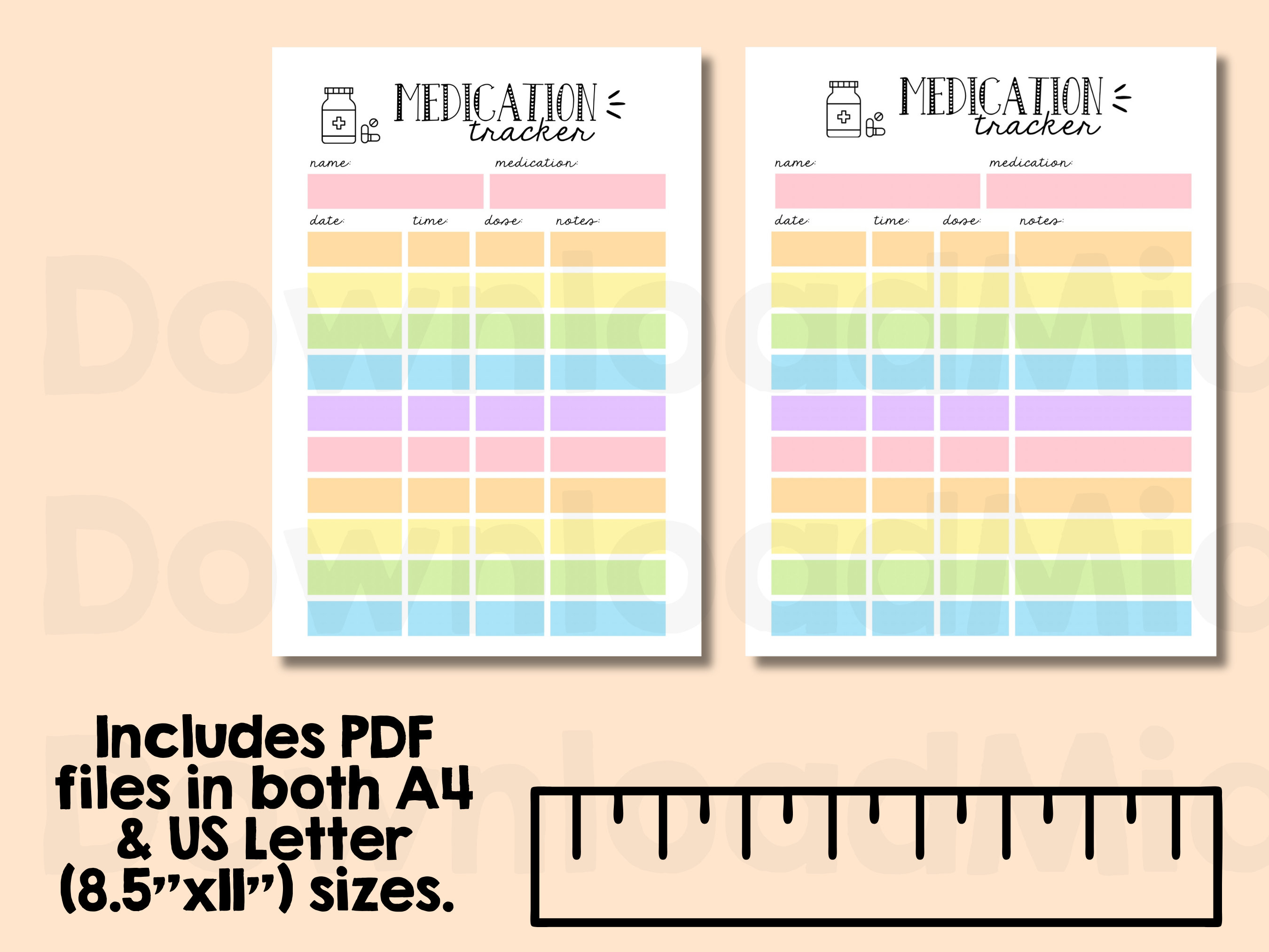 Medication Tracker Chart. Kids Medicine Schedule. Paracetamol Record ...