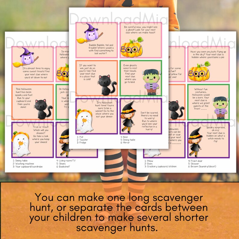 Halloween Scavenger Hunt for Kids, Kids Treasure Hunt Clues, Scavenger ...