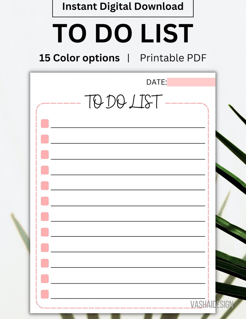 Printable to Do List, Printable Checklist, Daily to Do List, Minimalist ...