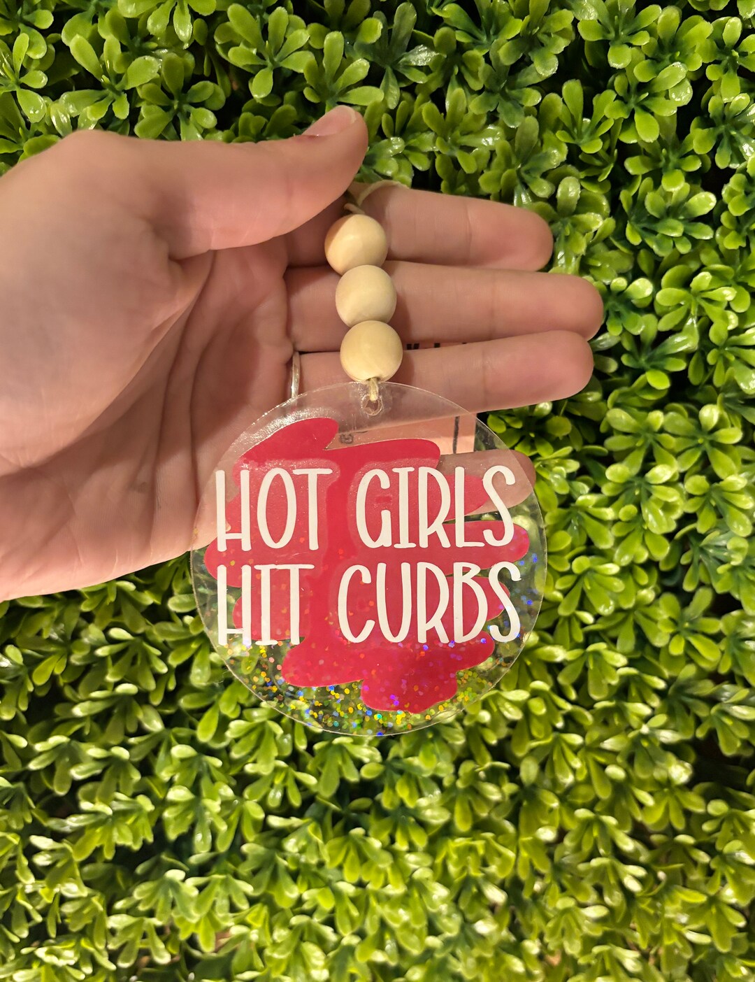 Hot Girls Hit Curbs Car Mirror Charm Car Accessories Holographic Car ...