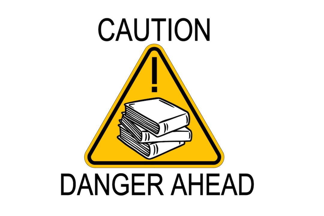 CAUTION Books Ahead Vinyl Decal Book Ban Laptop Sticker Car Decal Water ...