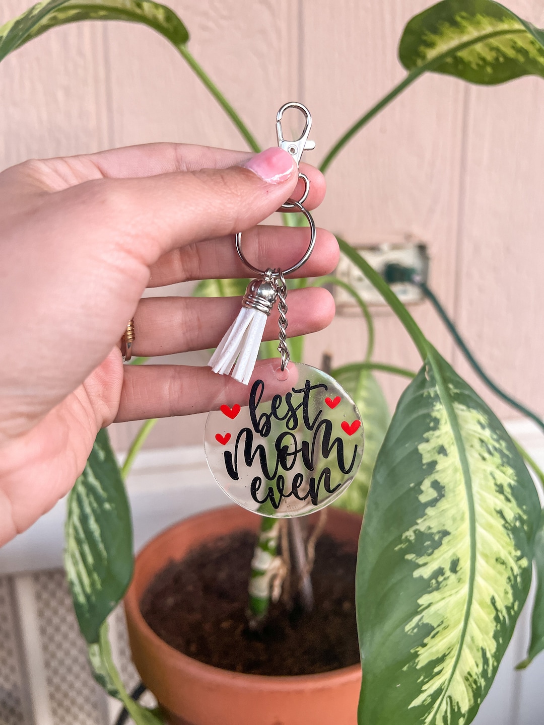 Best Mom Ever Keychain Acrylic Round Keychain With Resin Gifts for Her ...