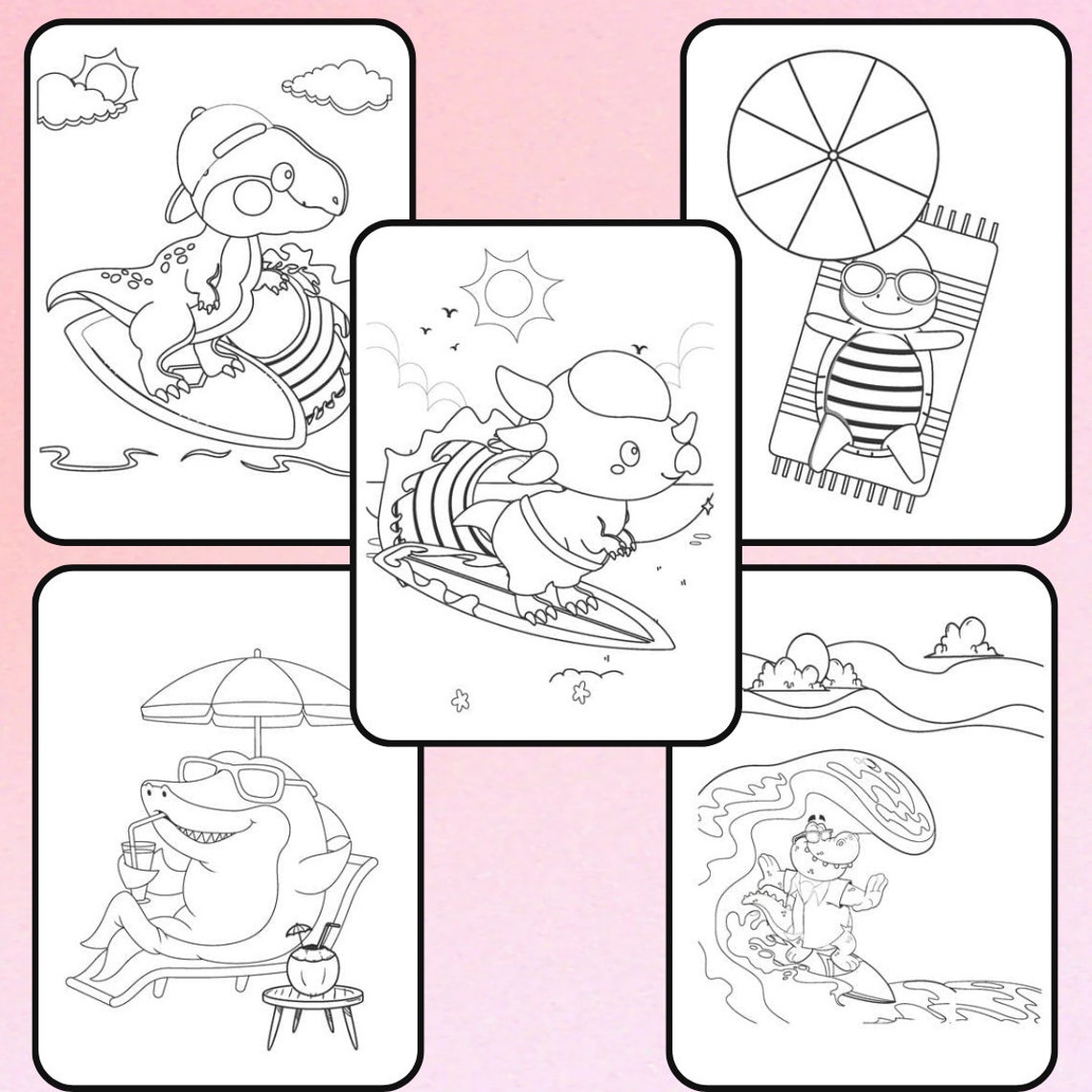 50 Cute Animal Coloring Pages Animals at the Beach Printable Kids ...