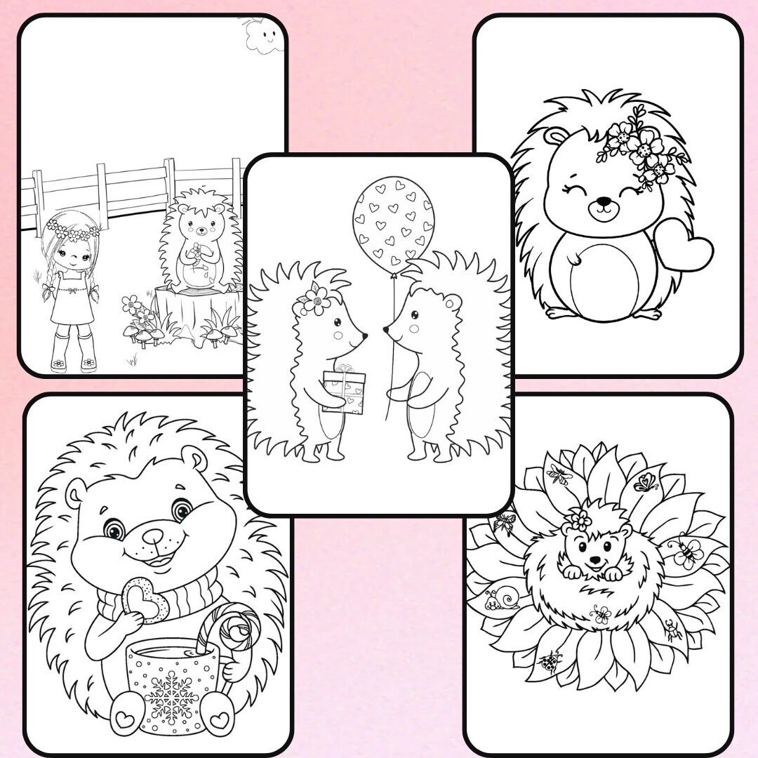 49 Hedgehog Coloring Pages | Cute Printable Kids Coloring Book - Etsy