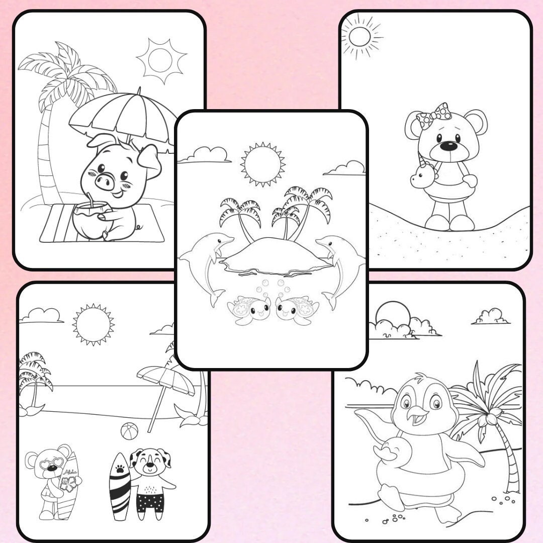 50 Cute Animal Coloring Pages | Animals at the Beach | Printable Kids ...