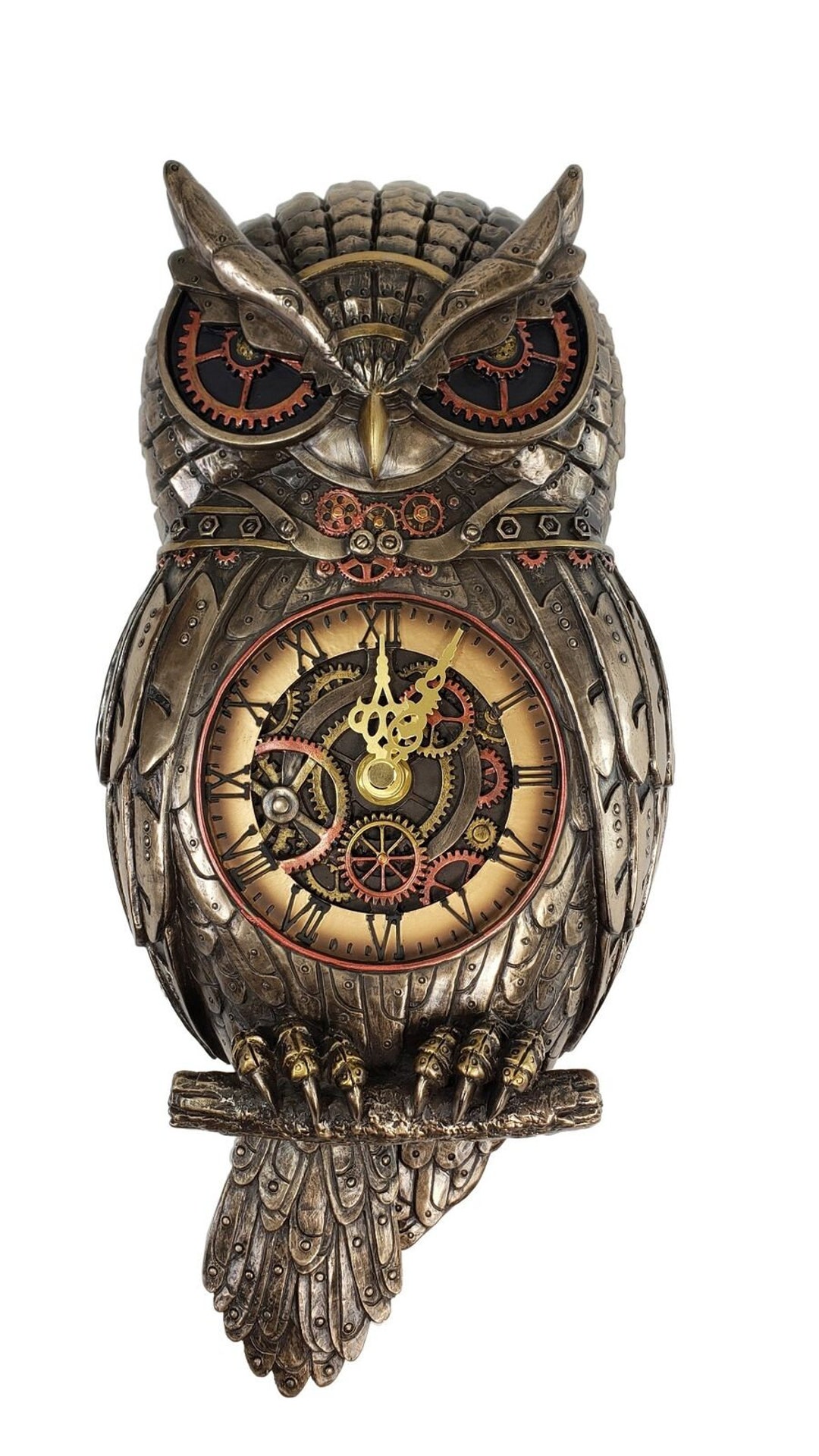 12.5 Steampunk Owl Gear Pendulum Wall Clock Statue Sculpture - Etsy