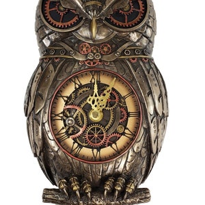 12.5 Steampunk Owl Gear Pendulum Wall Clock Statue Sculpture - Etsy