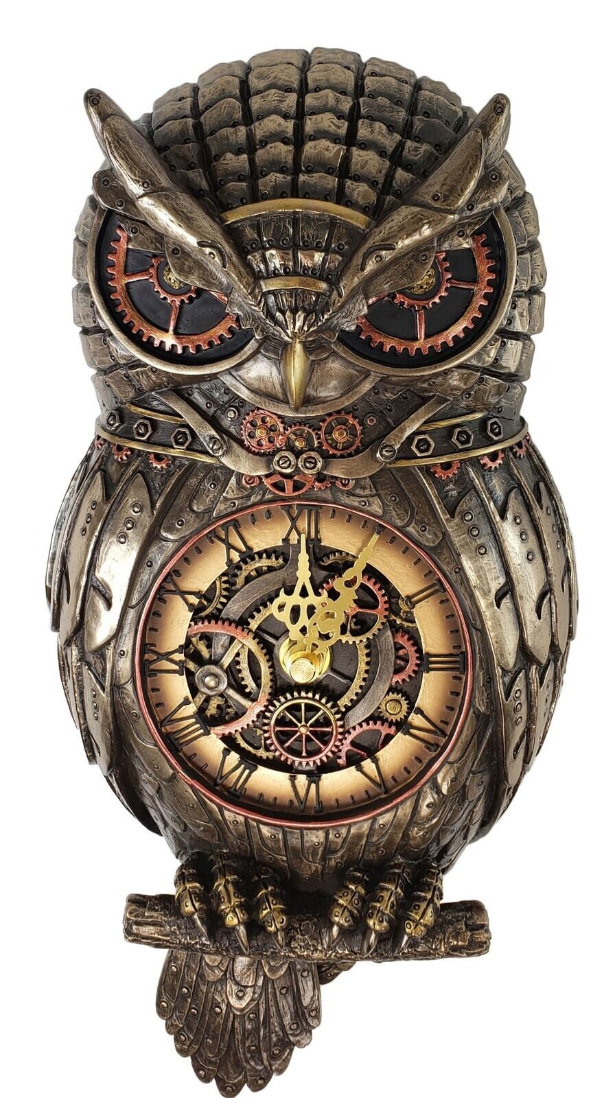 12.5 Steampunk Owl Gear Pendulum Wall Clock Statue Sculpture - Etsy