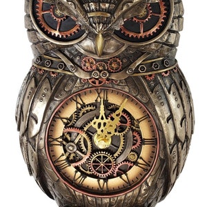 12.5 Steampunk Owl Gear Pendulum Wall Clock Statue Sculpture - Etsy