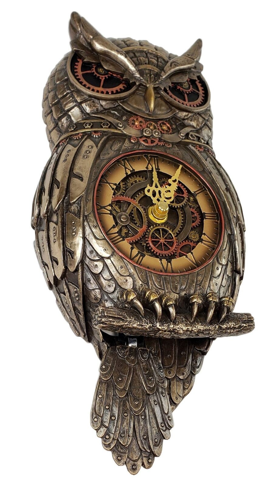 12.5 Steampunk Owl Gear Pendulum Wall Clock Statue Sculpture - Etsy
