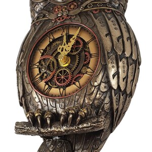12.5 Steampunk Owl Gear Pendulum Wall Clock Statue Sculpture - Etsy