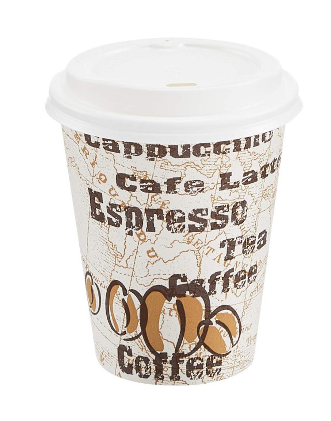 Basics Paper Hot Cups With Lids Cafe Design 12 Oz 100 Count - Etsy