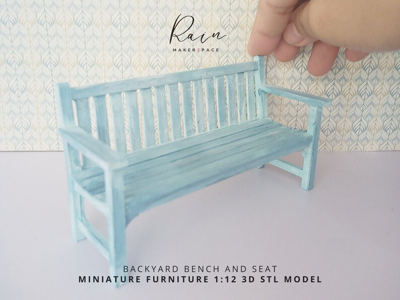 Charming Miniature Backyard Bench and Seat - 2pcs 3D STL File for 1:12 ...