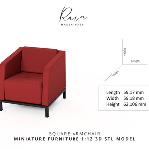 Square Arm Chair Miniature Furniture, Dollhouse Armchair, Mini Armchair ...