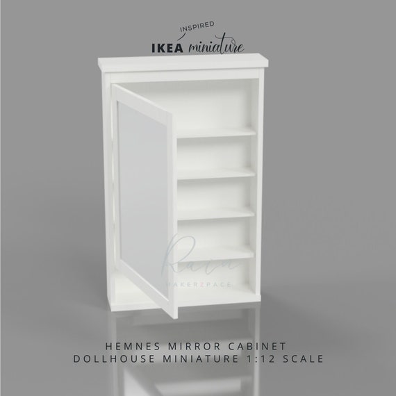 Miniature Ikea inspired Hemnes Mirror Cabinet Furniture 1 12 3D Print Miniature Files Furniture for IKEA Doll House 3D STL File Etsy