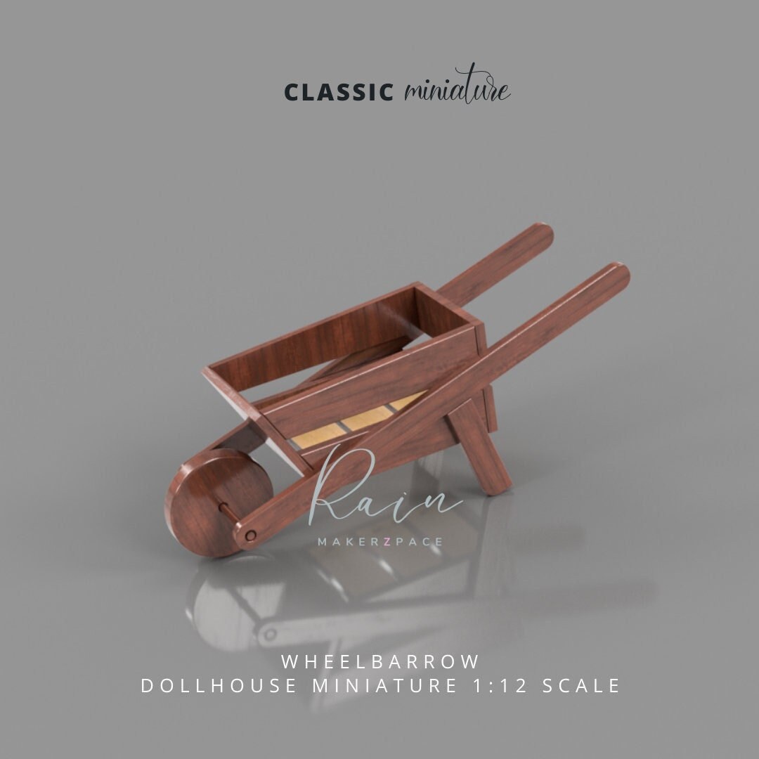 Wheelbarrow Miniature for Dollhouse, Miniature Wheelbarrow, Dollhouse ...