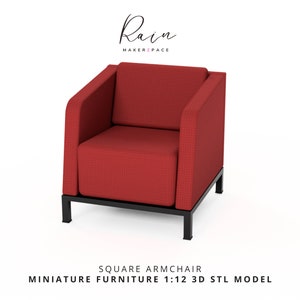 Square Arm Chair Miniature Furniture, Dollhouse Armchair, Mini Armchair ...