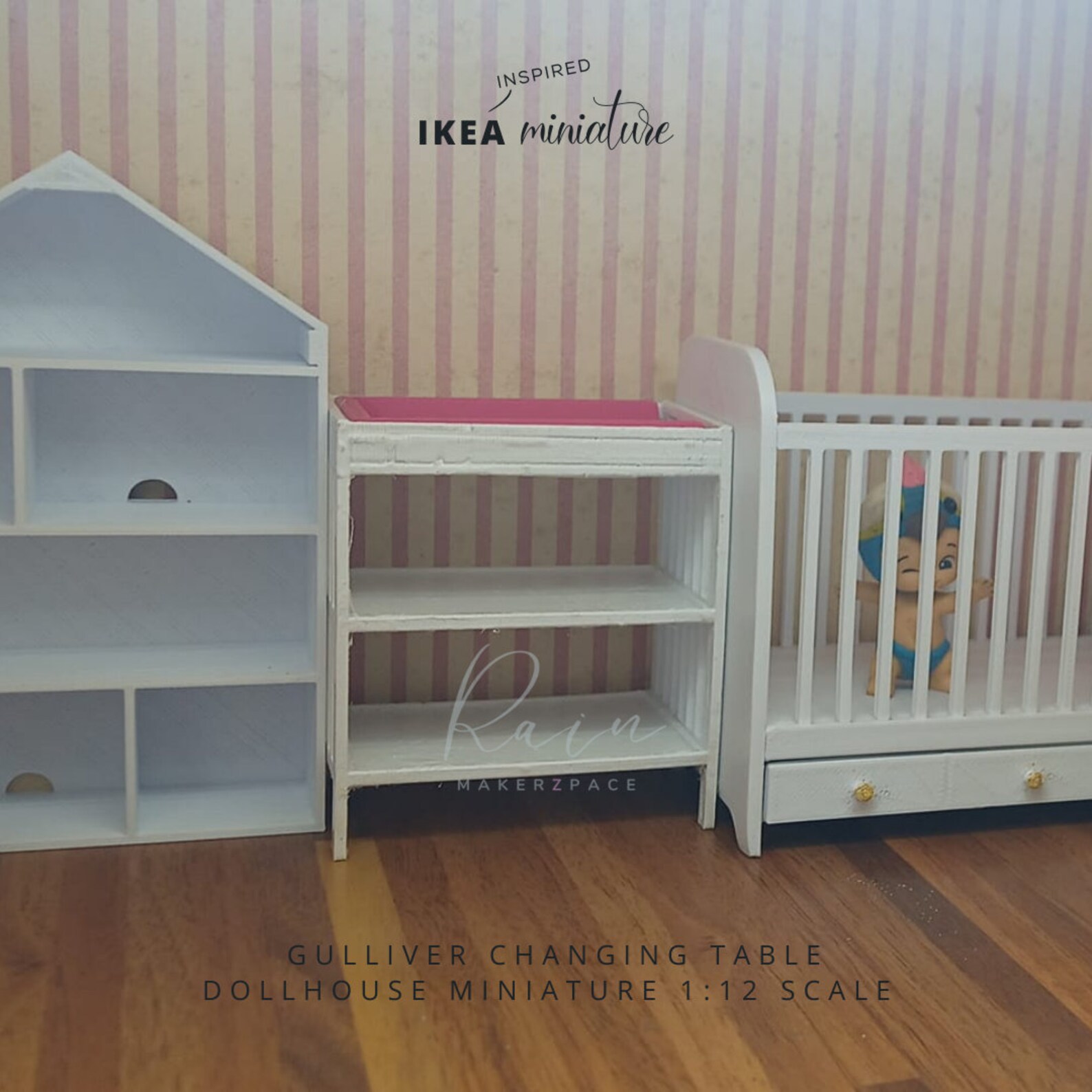 Miniature Ikea-inspired Gulliver Changing Table for 1:12 Dollhouse ...