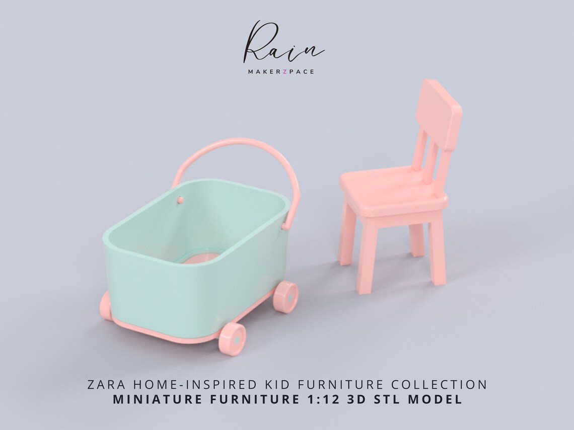 Zara Home-inspired Kid Miniature Furniture Collection - 8 Pieces 3D STL ...